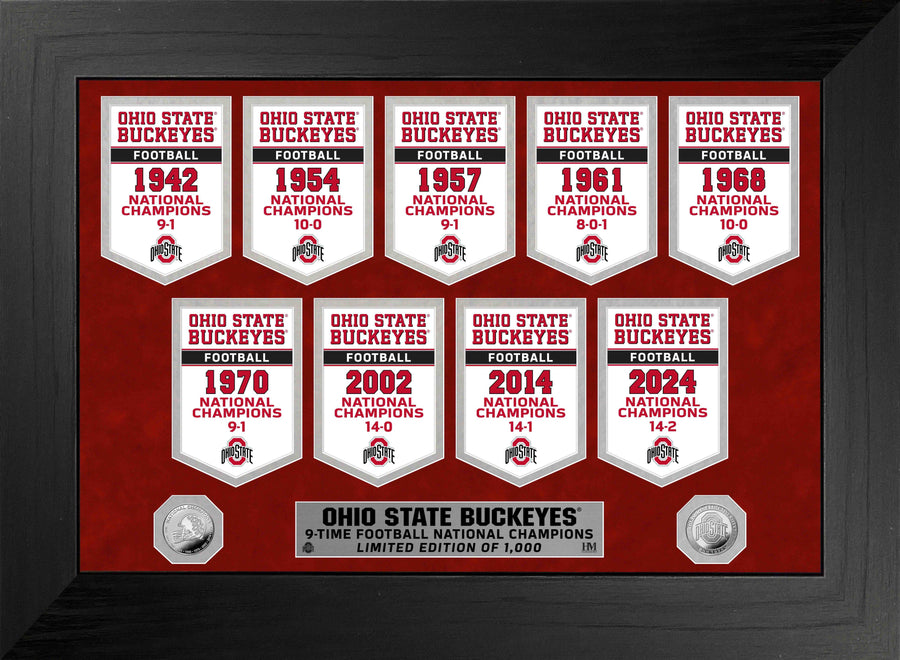 Ohio State Buckeyes 9 Time National Champions Deluxe Banners Silver Co