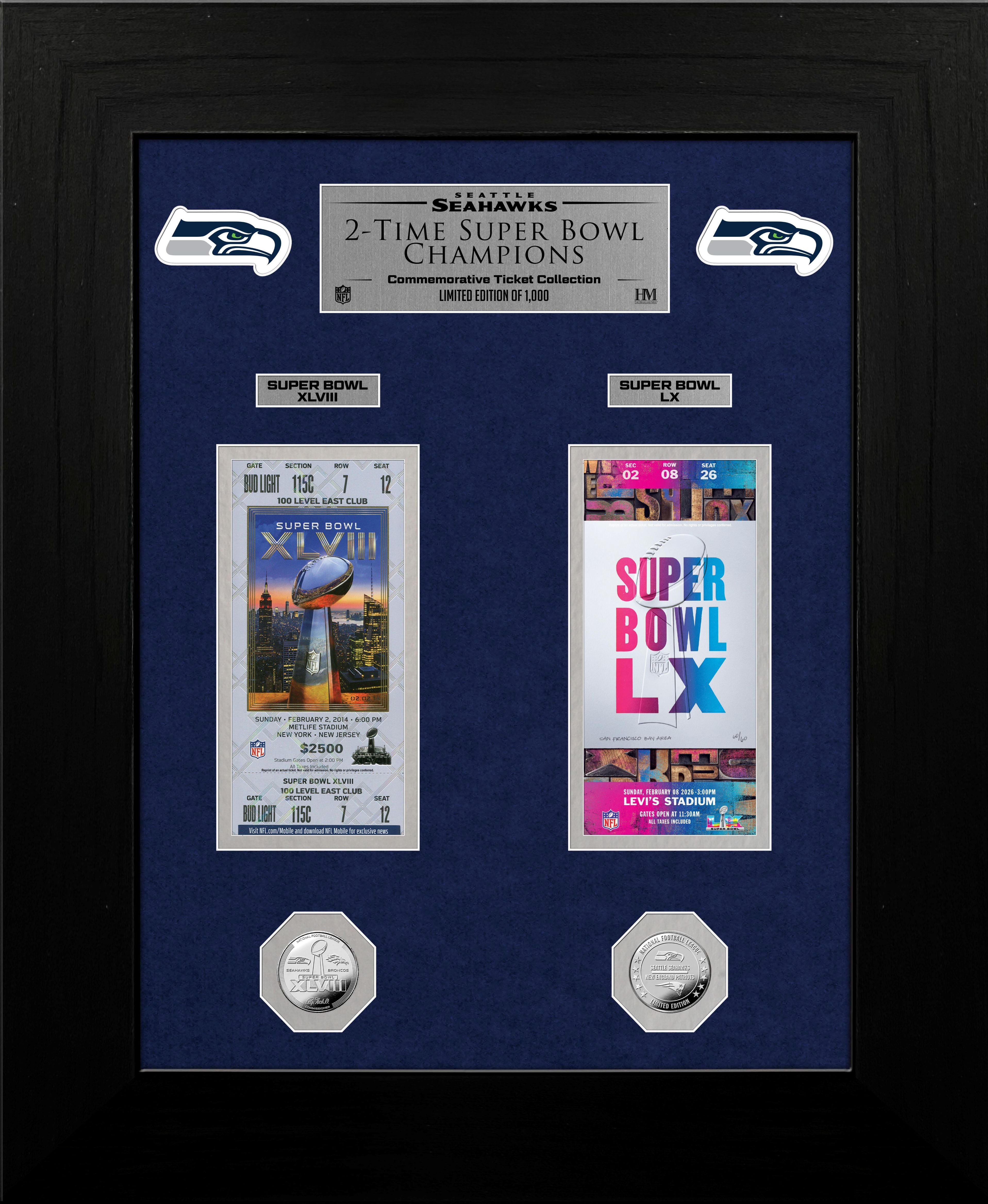 Seattle Seahawks Deluxe 2-Time Super Bowl Champions Ticket Collection