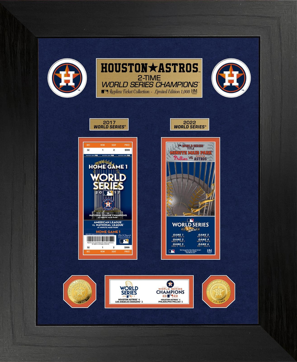 Houston Astros Deluxe 2-Time World Series Champions Gold Coin & Ticket