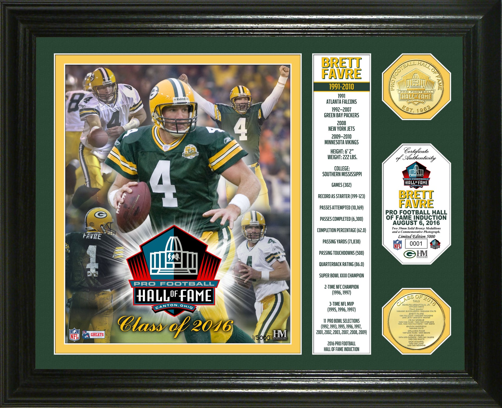 Brett Favre 2016 Pro Football HOF Induction "Banner" Bronze Coin Photo